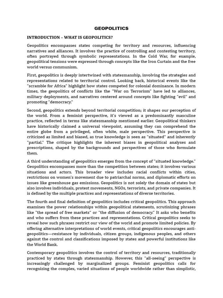 Geopolitics - GP | PDF | Geopolitics | Political Science