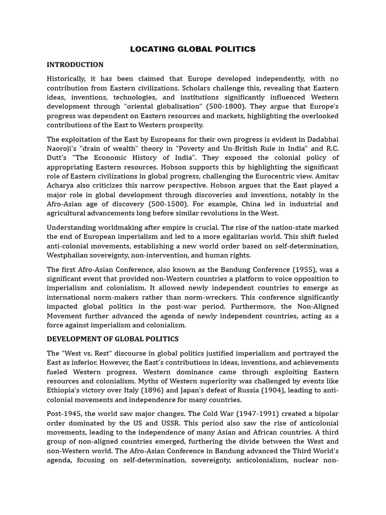GP - Locating Global Politics | PDF | Imperialism | Decolonization