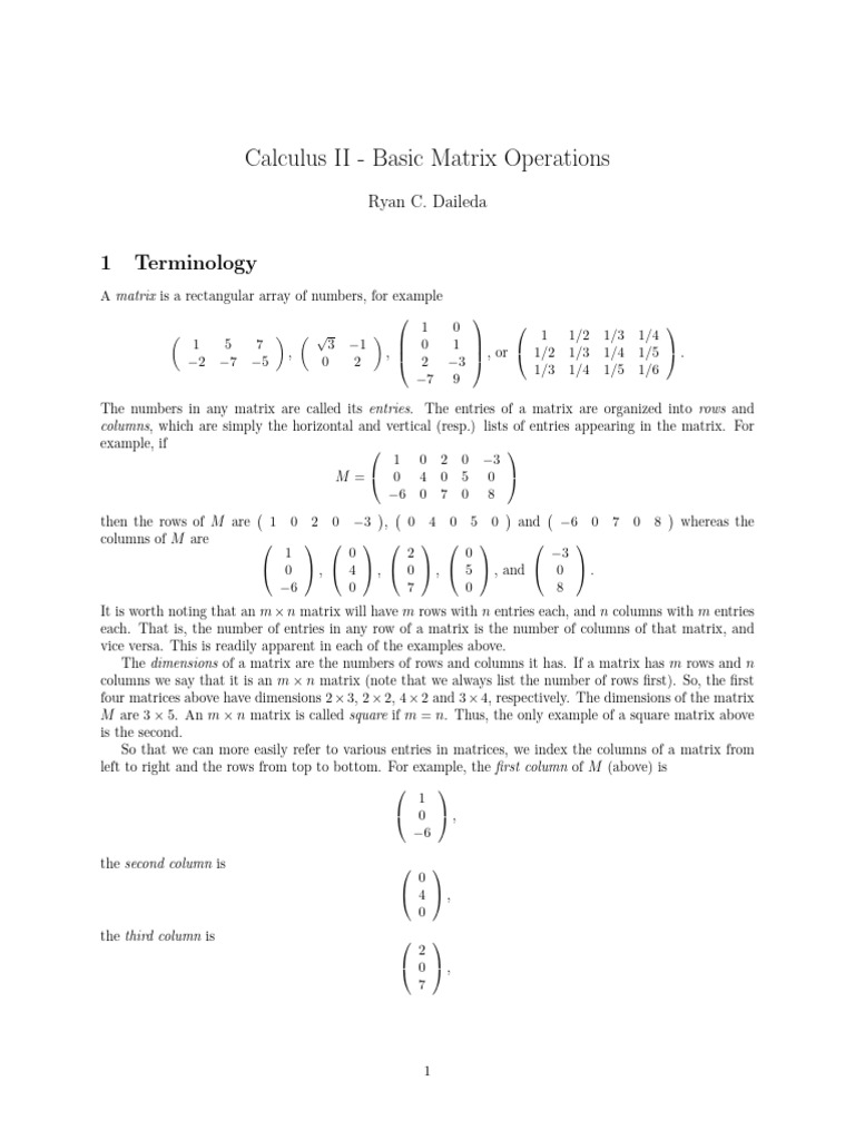 matrices | PDF | Matrix (Mathematics) | Mathematical Analysis