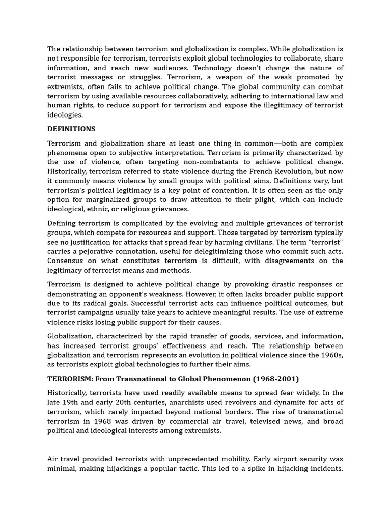 Terrorism and Globalization - GP 6 | PDF | Extremism | Violence