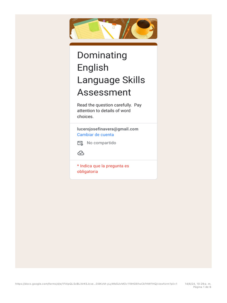 Dominating English Language Skills Assessment | PDF | Psycholinguistics ...