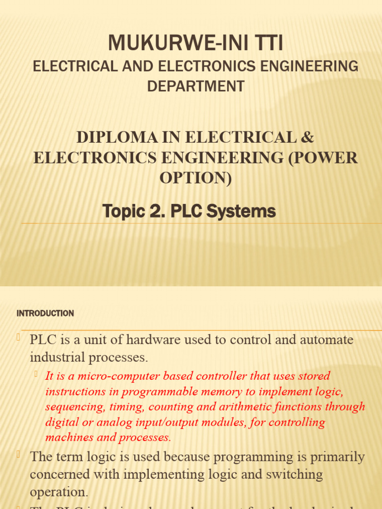Topic 2.0 PLC System | PDF | Programmable Logic Controller | Input/Output