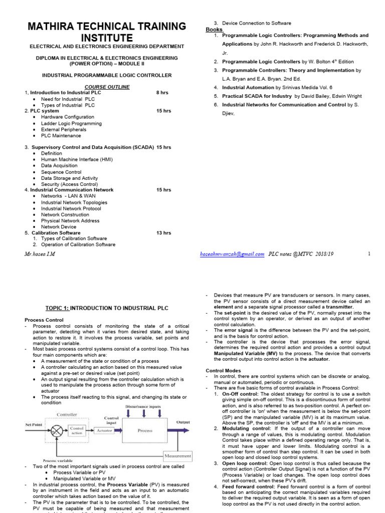 Industrial PLC Notes | PDF | Programmable Logic Controller | Input/Output
