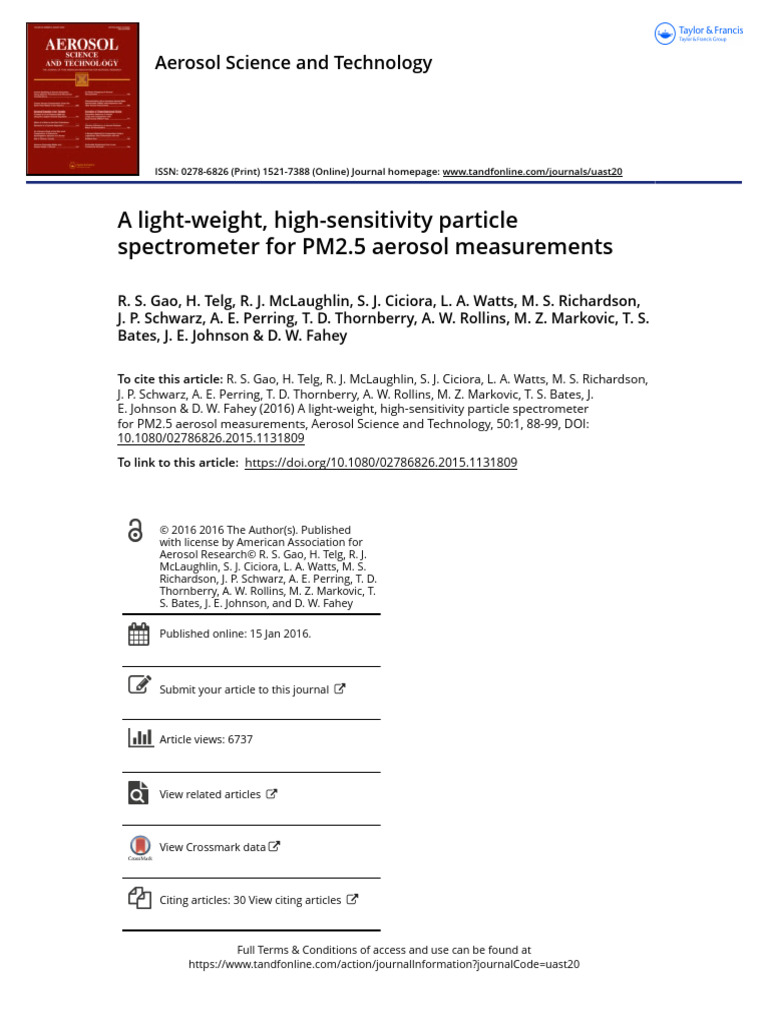 A Light-Weight High-Sensitivity Particle Spectrometer For PM2.5 Aerosol Measurements | Download ...