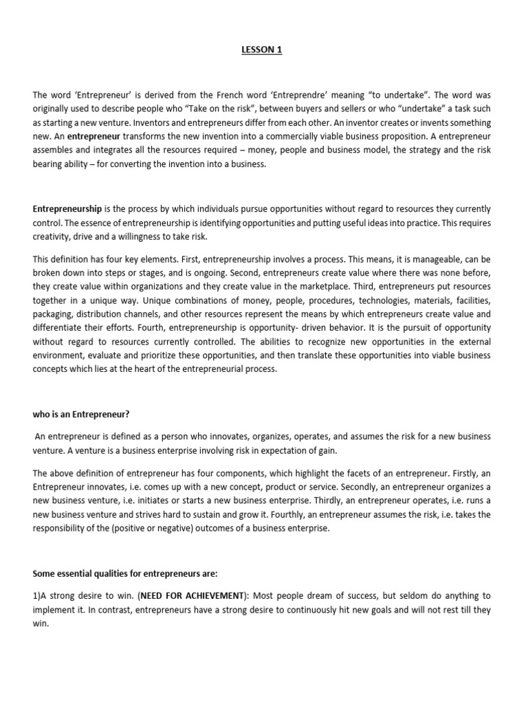 Introduction To Entrepreneurship | PDF | Entrepreneurship | Economies