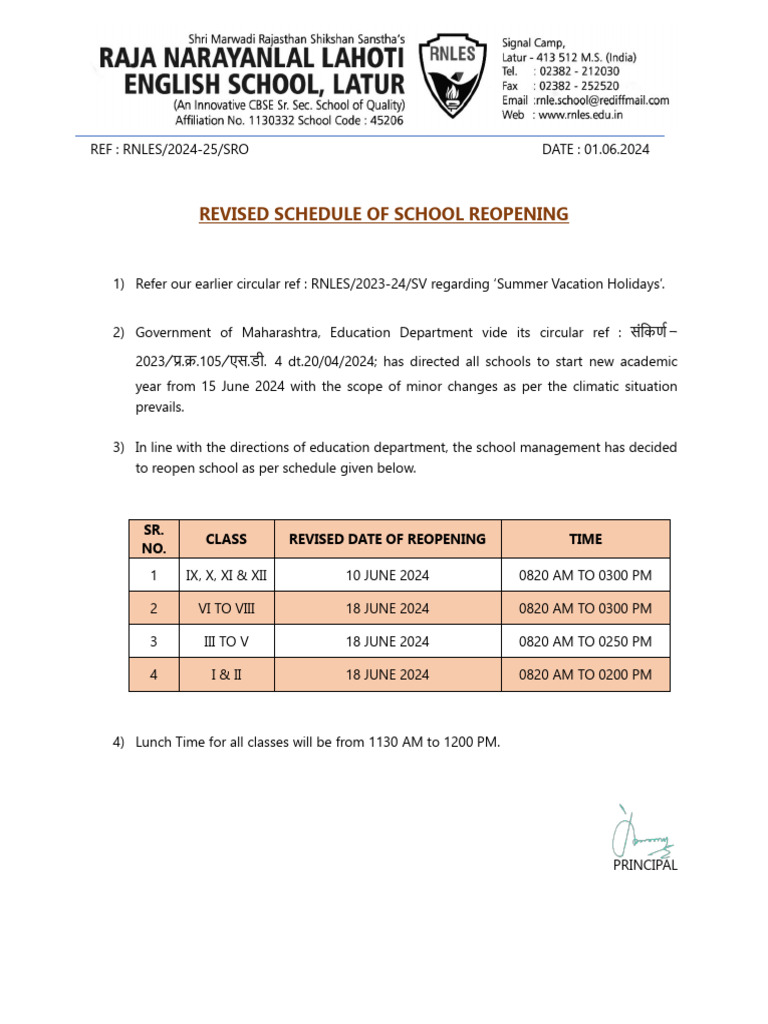 Maharashtra School Reopening Schedule 2024 | PDF