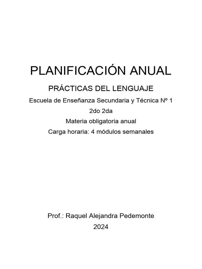 Planificación Anual 2do 2024 | PDF | Evaluación | Maestros