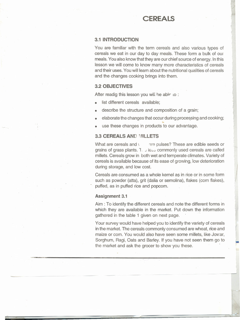 Lesson 3 Cereals | Download Free PDF | Cereals | Bran