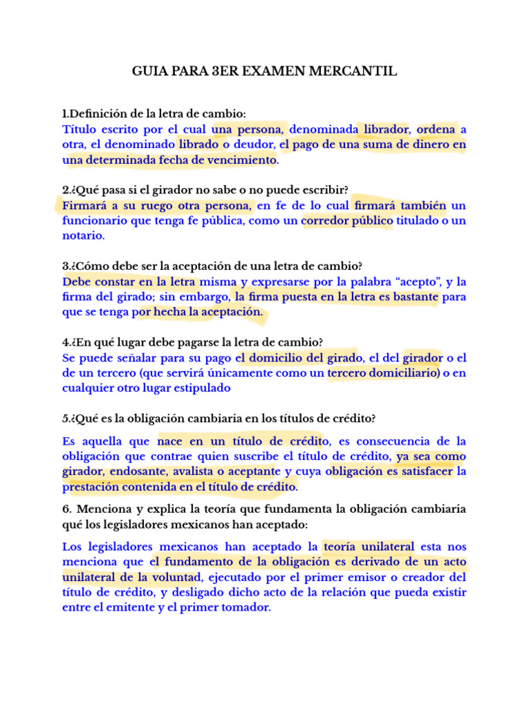 Guia para 3er Examen Mercantil | PDF | Pagaré | Cheque