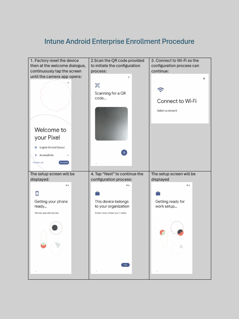 Intune Android Enterprise Enrollment Procedure | PDF