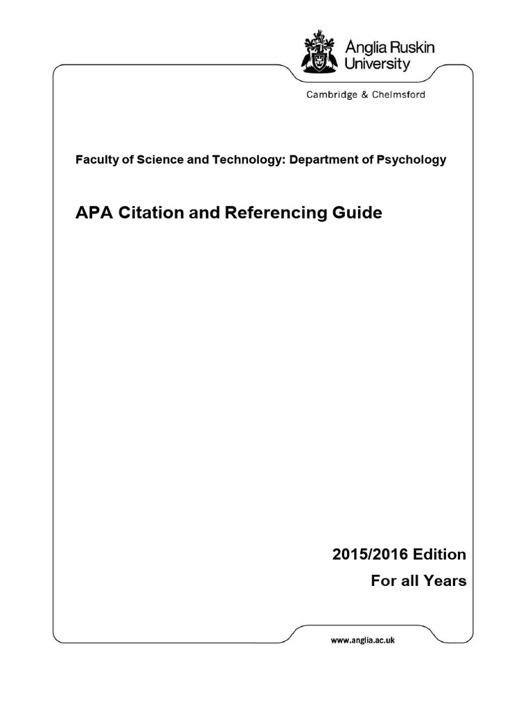 Referencing Guide_2012.Doc - Referencing Guide 2015-16 (APA 6th Edition ... Referencing Guide_2012.Doc - Referencing Guide 2015-16 (APA 6th Edition ...