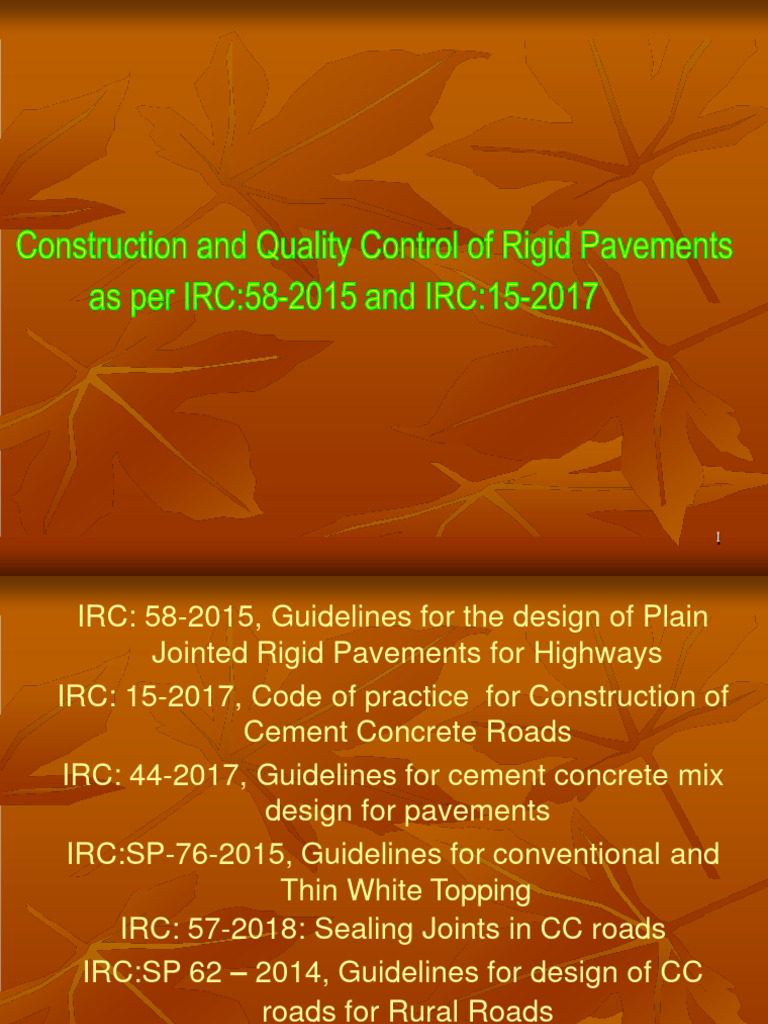Construction and QC of Rigid Pavement | PDF | Concrete | Road Surface