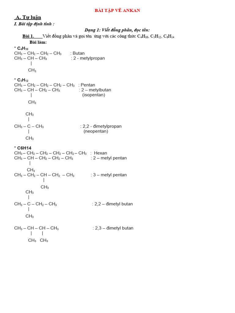 BÀI TẬP VỀ ANKAN 5 | PDF