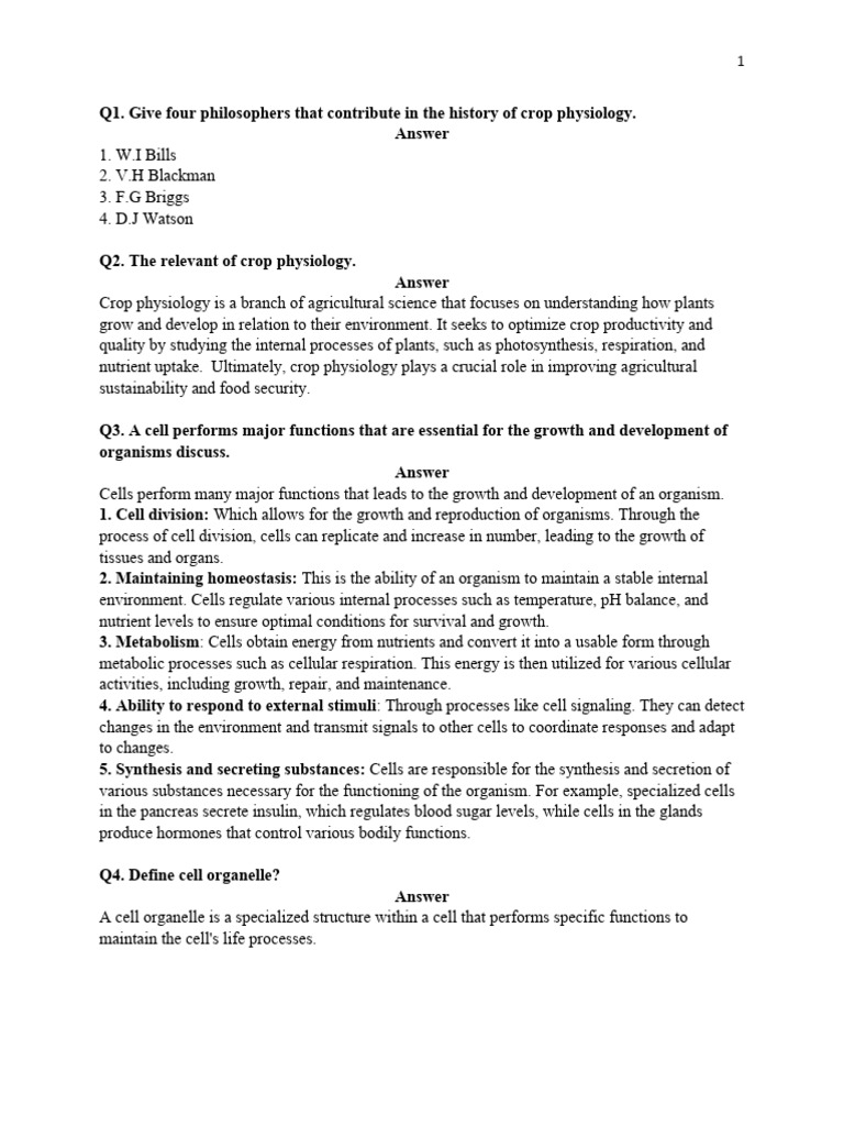 Crop Physiology | PDF | Plant Nutrition | Cell (Biology)