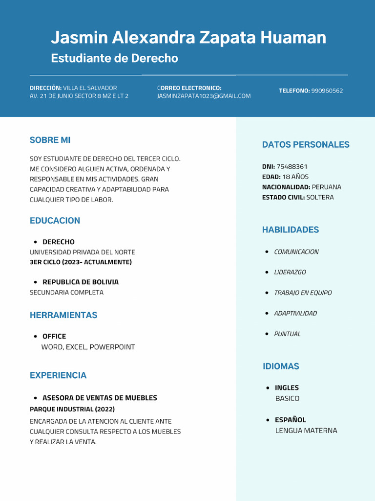 CV Jasmin Zapata 2024 | PDF