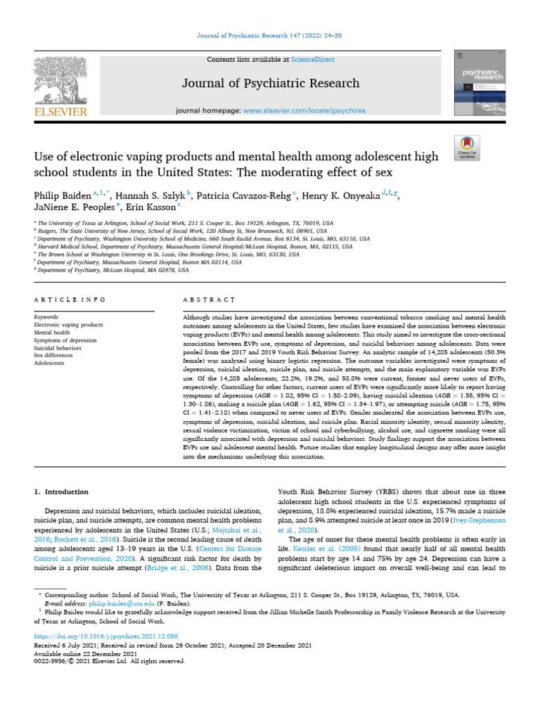 Journal of Psychiatric Research | PDF | Suicide | Cyberbullying