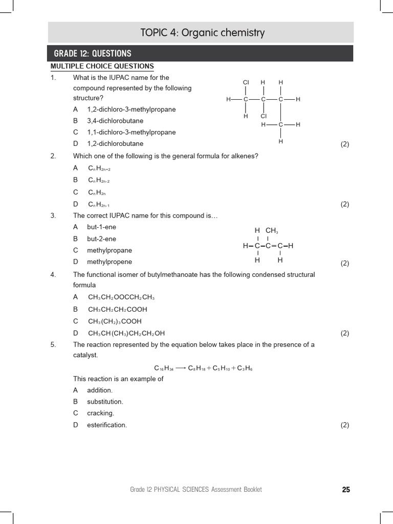Organic Chemistry Questions | PDF | Ethanol | Chemical Reactions