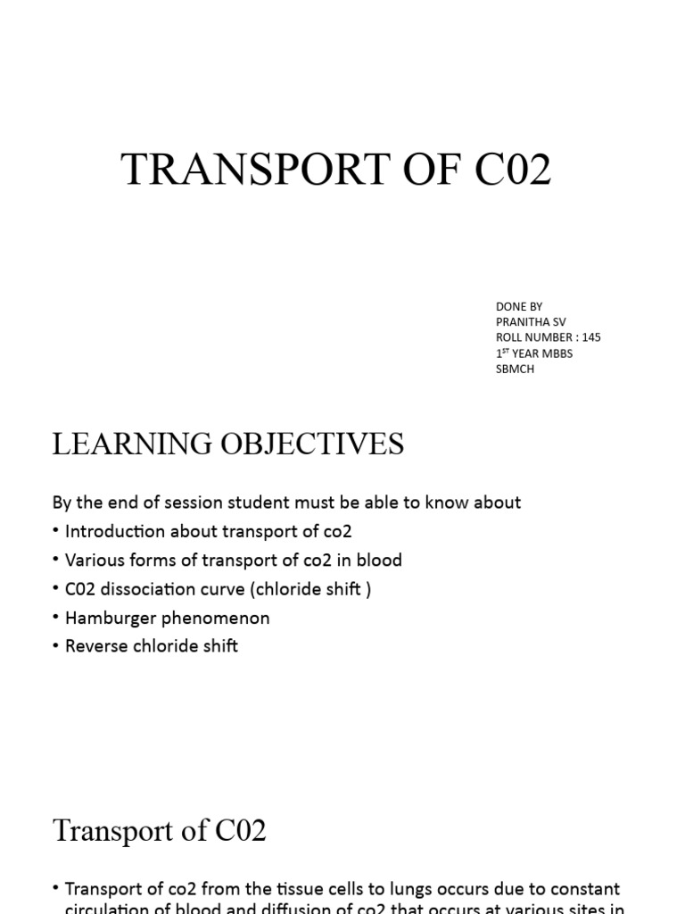 Transport of c02 | Download Free PDF | Red Blood Cell | Chloride