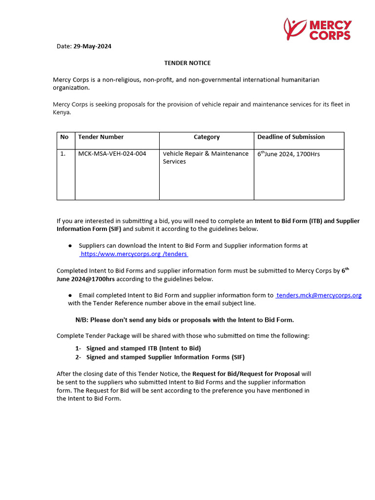Tender Notice Itb Sif Repair | PDF | Employment | Justice