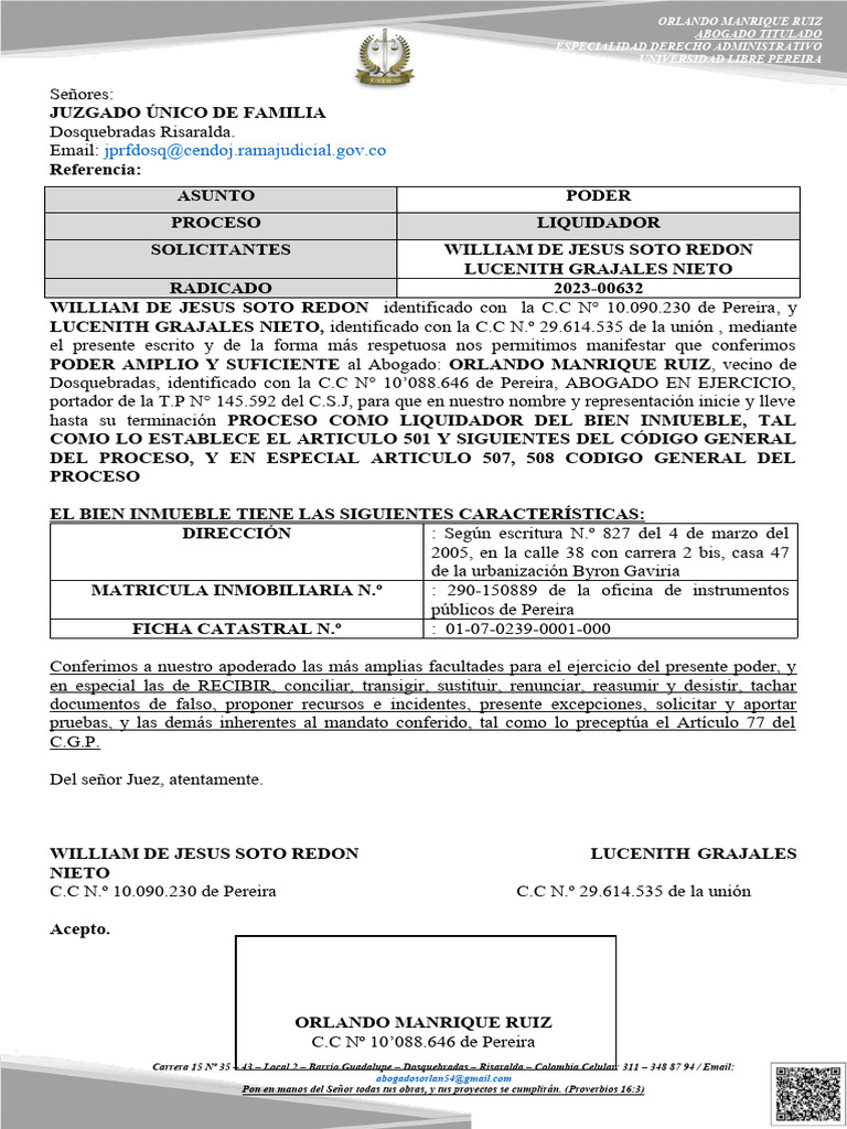 Poder Como Liquidador de William Soto Rendon-Proceso-Liquidacion ...