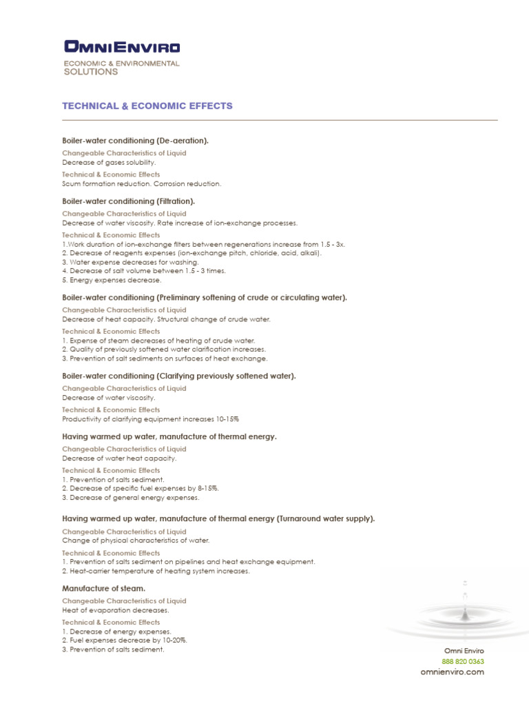 Omni Enviro Technical Economic Effects | PDF | Water | Liquids