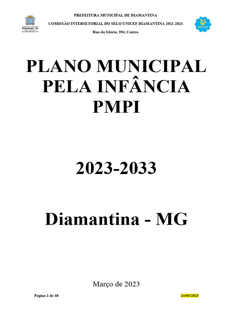 Plano Municipal Pela Primeira Infancia PMPI 2023.2033 | PDF | Pré ...