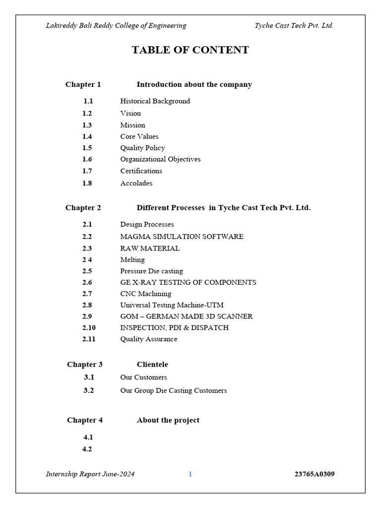 Tyche PVT LTD Report | PDF | Casting | Engineering