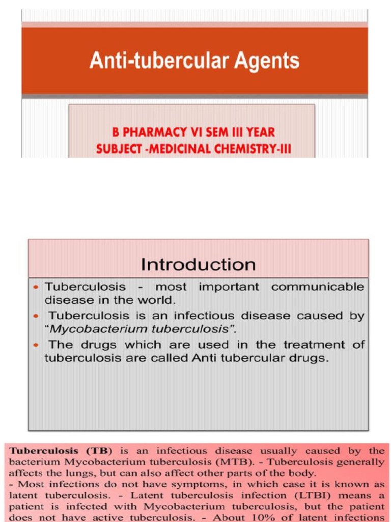 Unit 3 - Antitubercular Drugs | PDF