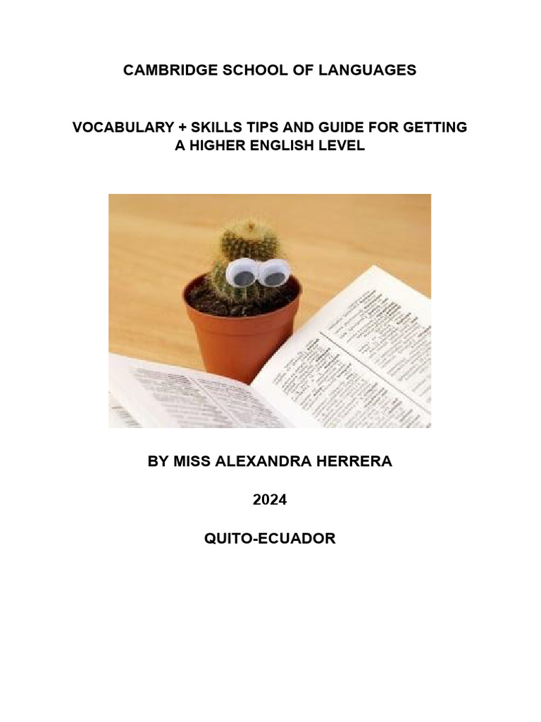 Vocabulary + Skills Tips and Guide For Getting A Higher English Level ...