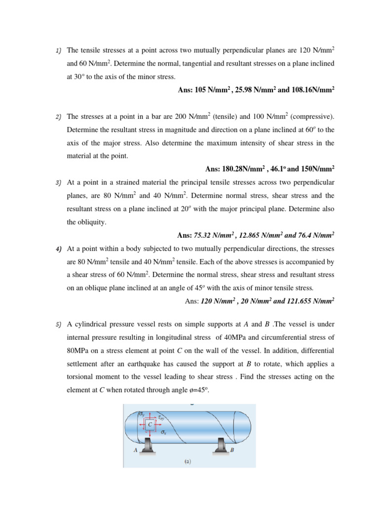 Oblique Example | PDF | Stress (Mechanics) | Solid Mechanics