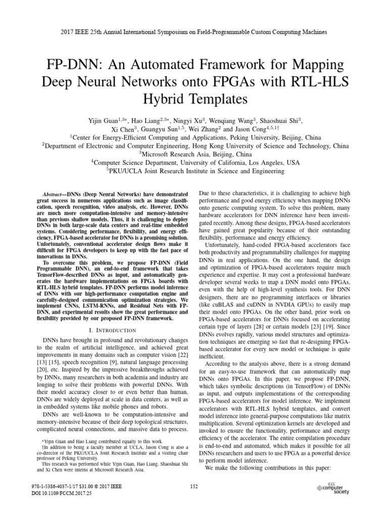 Fp Dnn An Automated Framework For Mapping Pdf Deep Learning Field Programmable Gate Array