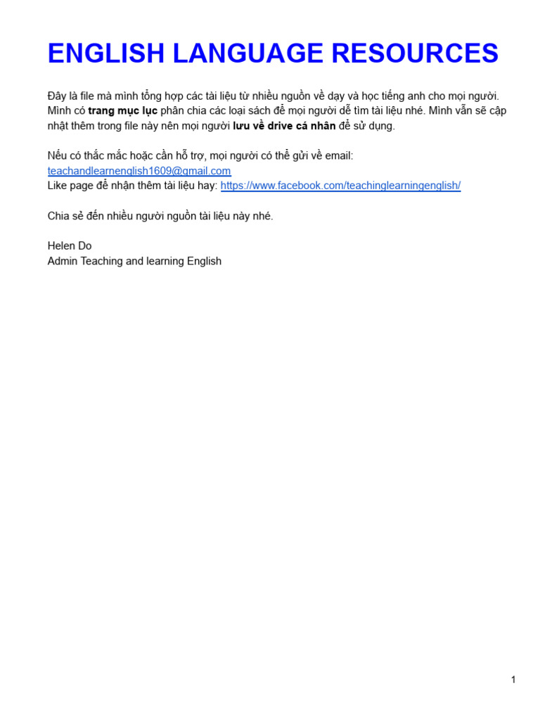 English Language Resources - Teaching & Learning English | PDF ...