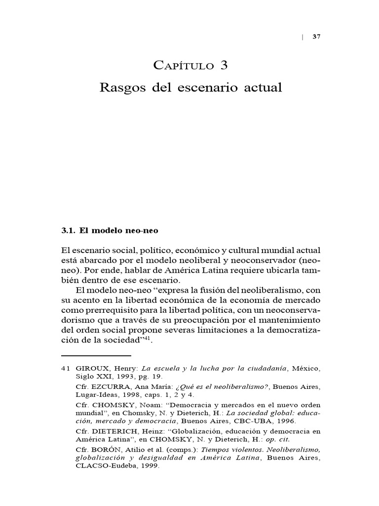 Luis Rigal CAP3 Rasgos Del Escenario Actual El-Sentido-De-Educar | PDF | Globalización ...