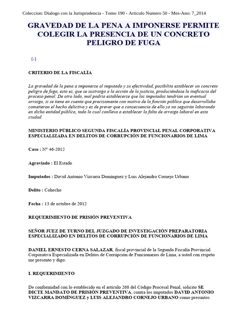 DJ 2014 190 Gravedad de La Pena A Imponerse Permite Colegir La ...