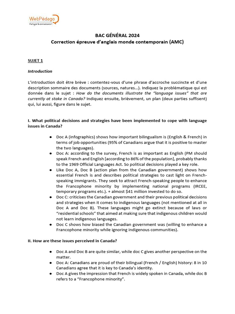 Correction Bac LLCER Anglais AMC | PDF | French Language