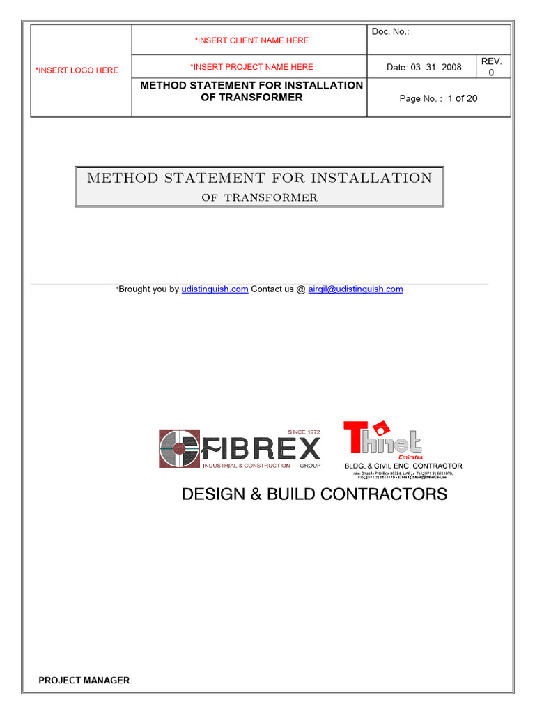 (1library - Net) Method Statement For Installation of Transformer | Download Free PDF ...