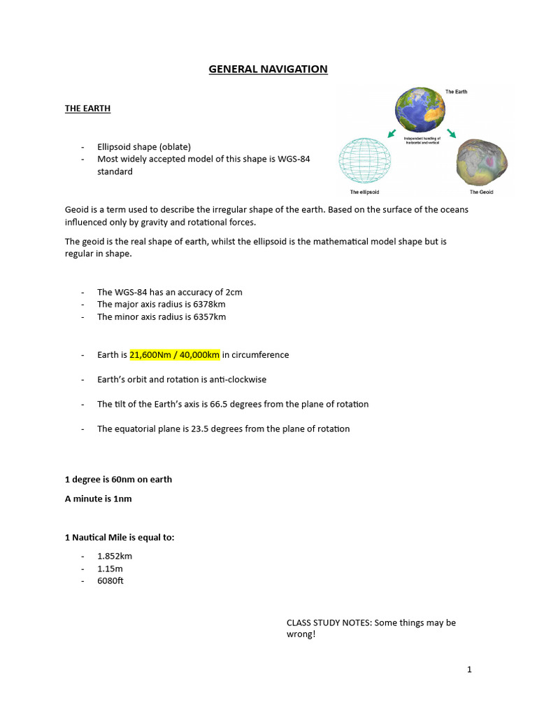 Kirbys GNAV Class Notes | PDF | Latitude | Navigation