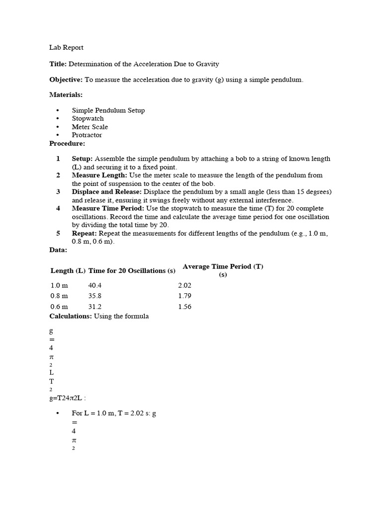 Lab Pdf Pendulum Accuracy And Precision