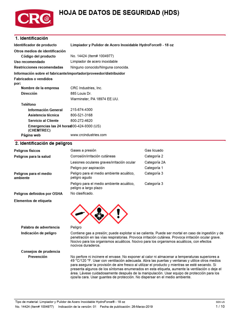 Hydro Force CRC | PDF | Toxicología | Agua