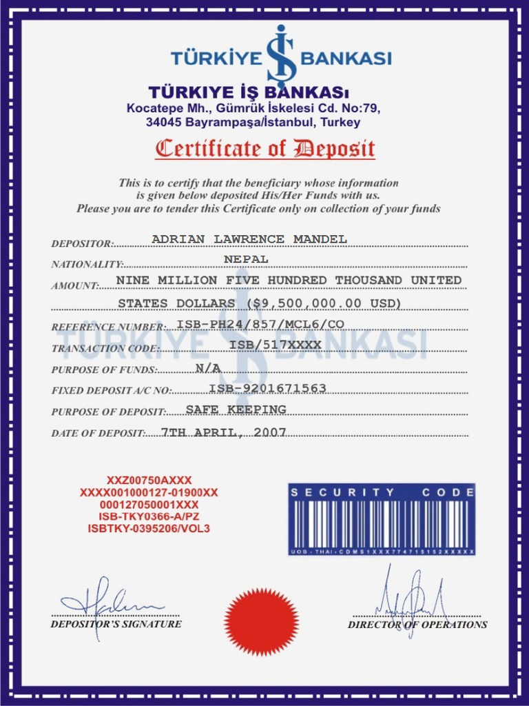 DEPOSIT CERTIFICATE 1 (2) (1) (1) (1) | PDF