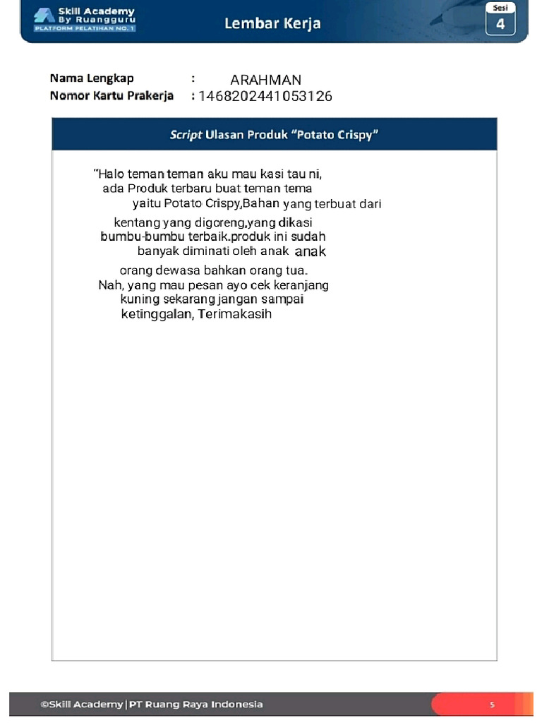 TPM 2 Membuat Skrip Video Ulasan Produk | PDF