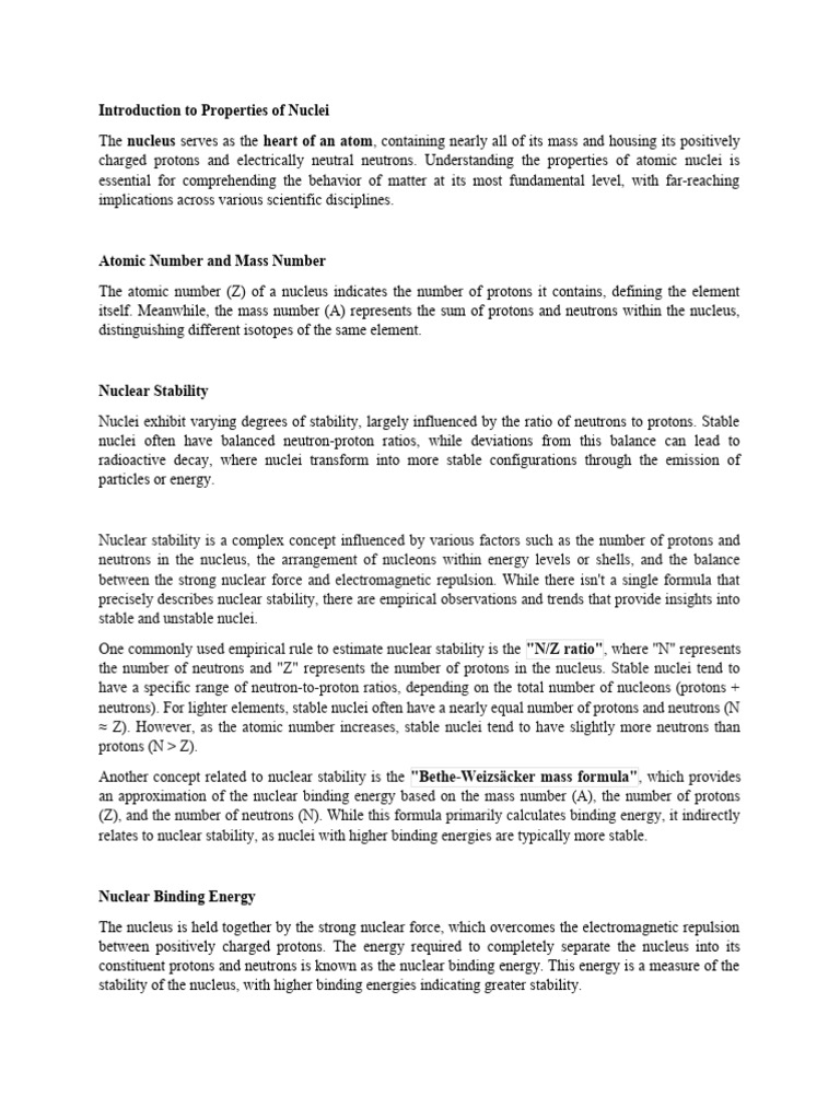 Introduction To Properties of Nuclei | PDF | Atomic Nucleus | Nuclear ...