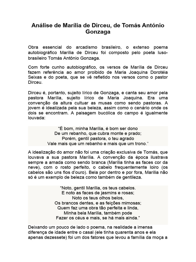 Análise de Marília de Dirceu | PDF | Amor