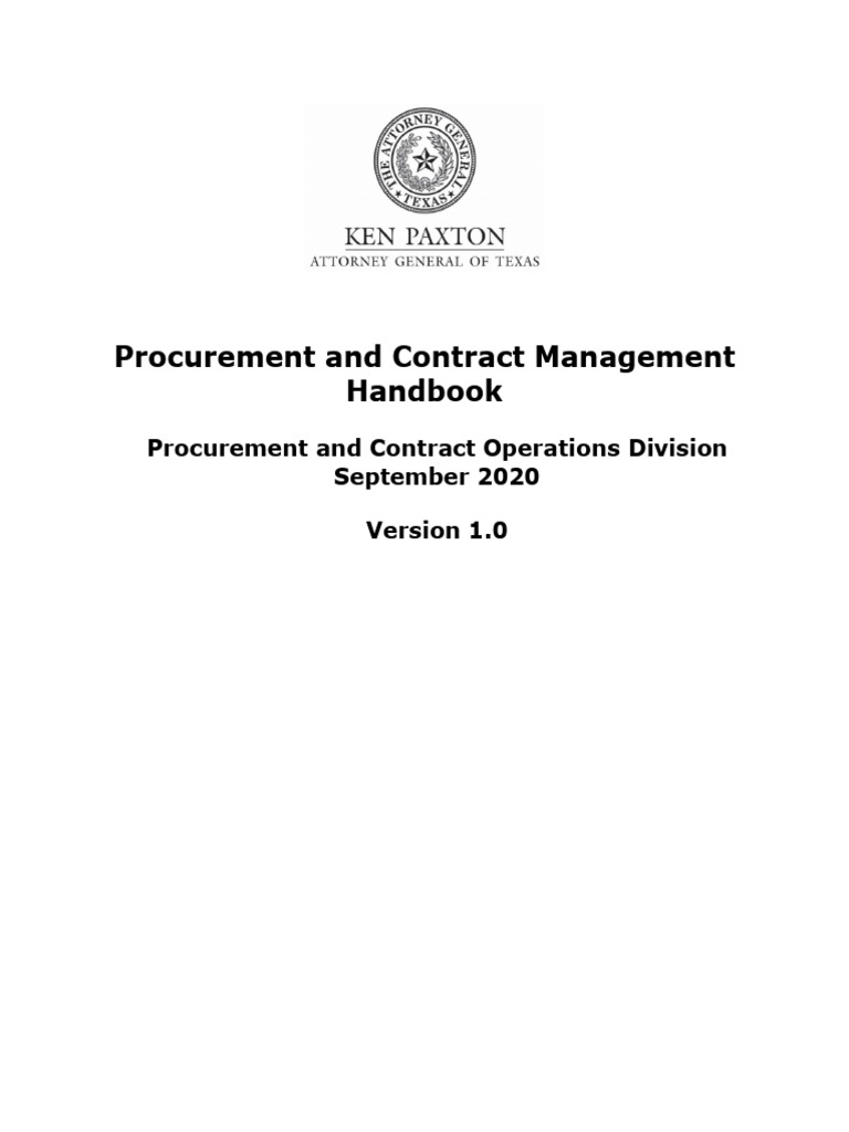 Contract Management Handbook | PDF | Procurement | Risk