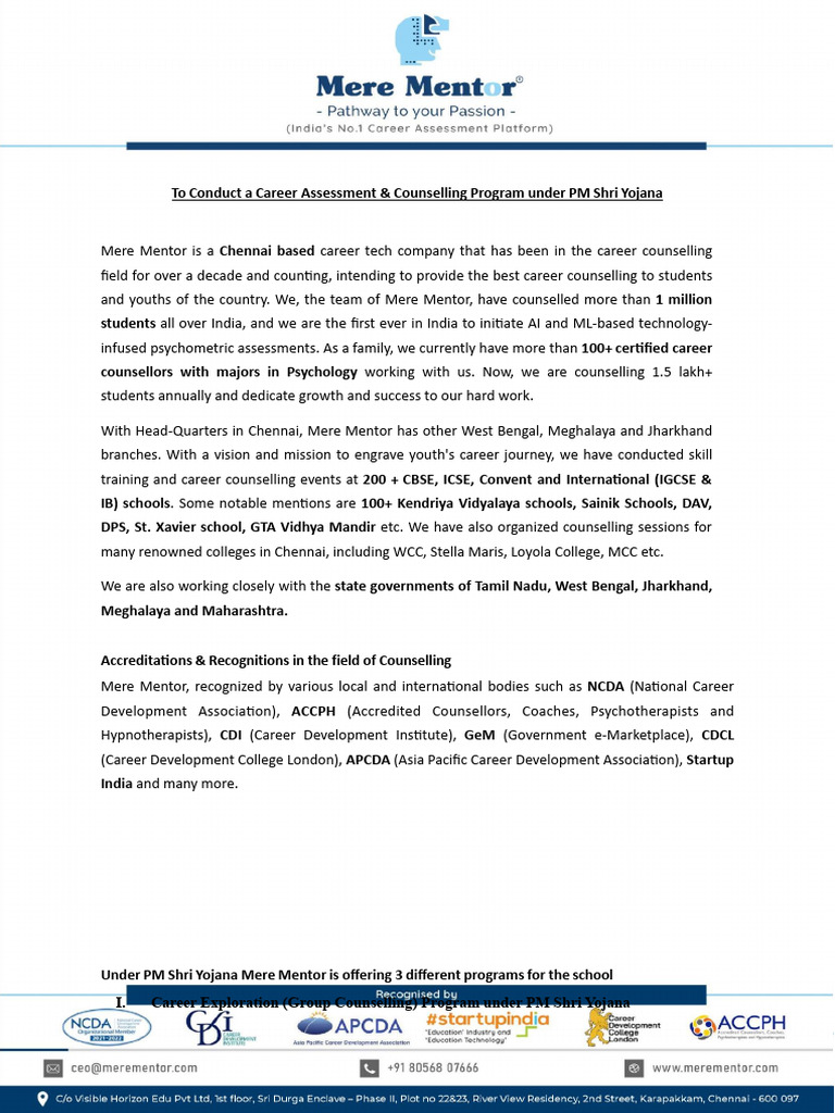 Mere Mentor Product Brief | PDF | Behavior Modification | Cognition