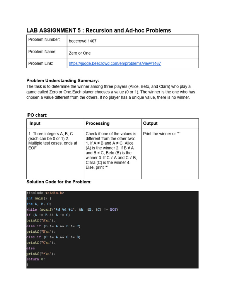 LAB ASSIGNMENT 4 - Recursion and Ad-Hoc Problems | PDF | Mathematics ... LAB ASSIGNMENT 4 - Recursion and Ad-Hoc Problems | PDF | Mathematics ...