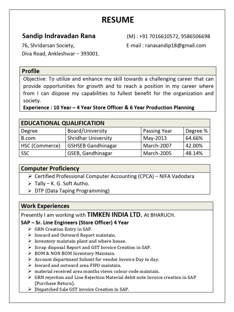 Sandip Resume | PDF | Business
