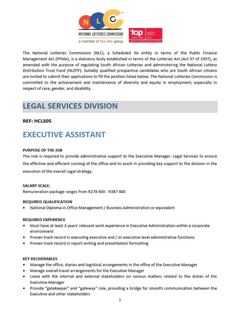 NLC Executive & Admin Assistant Vacancies | PDF | Communication | Business