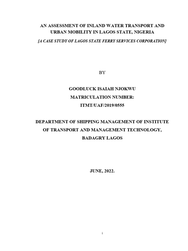 Goodluck Isaiah Maritime Project | PDF | Transport | Infrastructure