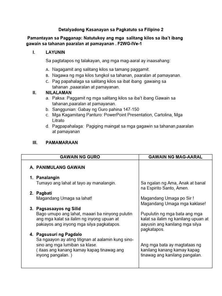 Lesson-Plan-For Filipino 2 | PDF